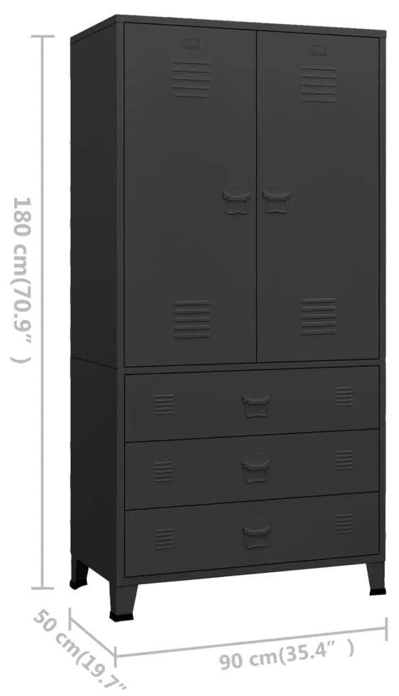 Industriální šatní skříň černá 90 x 50 x 180 cm kov - Default Title