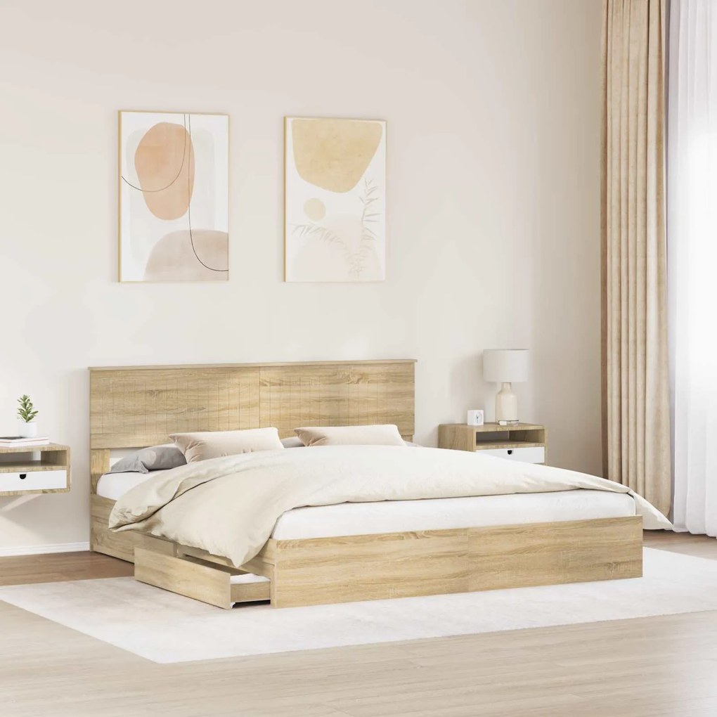 Postel s úložným prostorem se zásuvkou Sonoma dub 180 x 200 cm 3410772