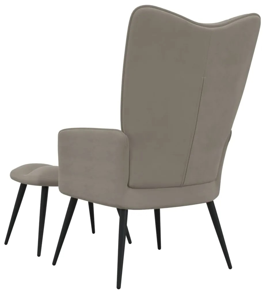 Relaxační křeslo Molde se stoličkou - samet | světle šedé