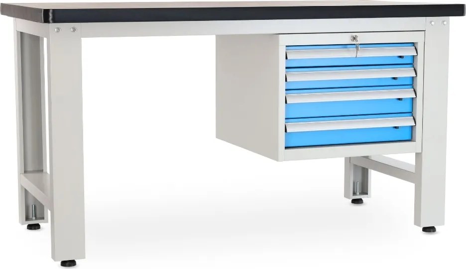 Dílenský stůl Solid MDF-04, 150 cm, závěsný box, černá