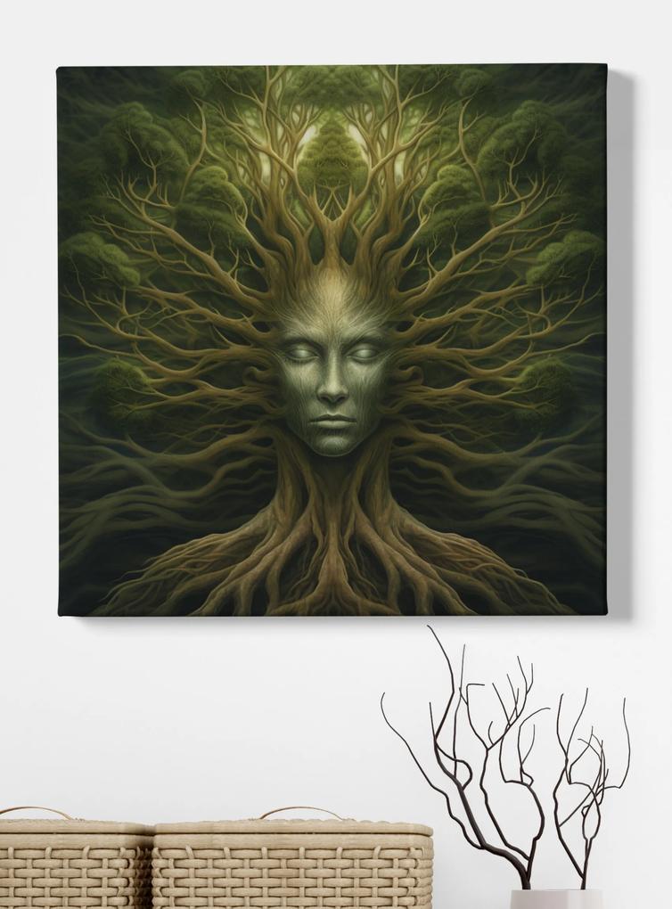 Obraz na plátně - Strom života s obličejem FeelHappy.cz Velikost obrazu: 100 x 100 cm
