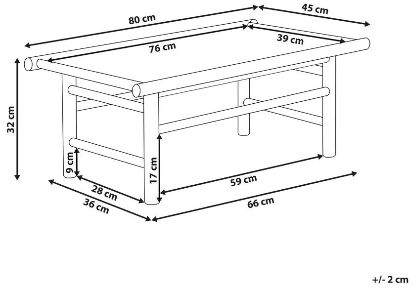 Bambusový konferenční stolek 80 x 45 cm světlé dřevo TODI Beliani