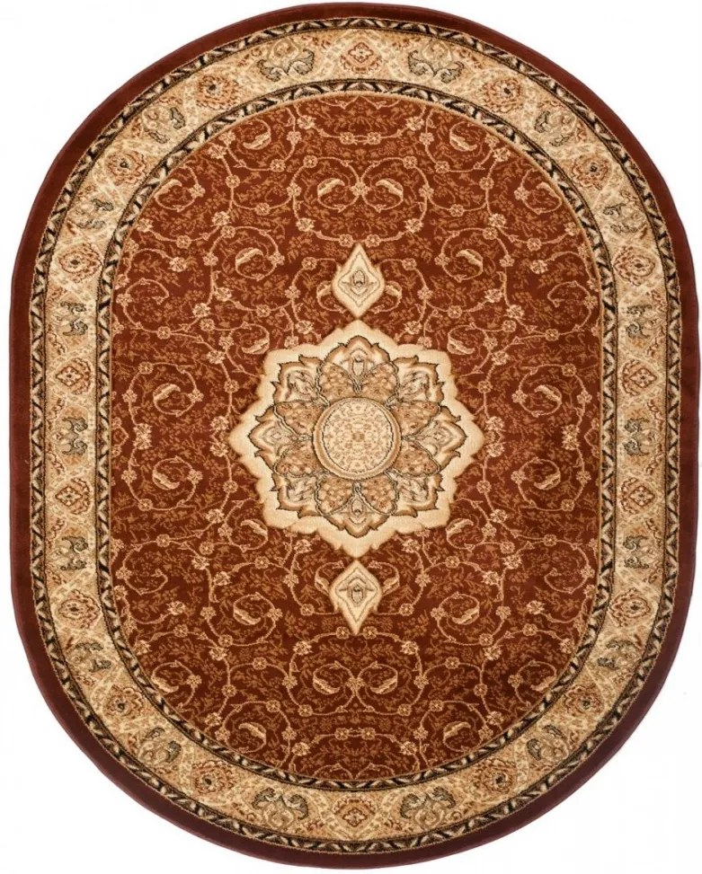 Kusový koberec klasický vzor 2 hnědý ovál 70x140, Velikosti 70x140cm