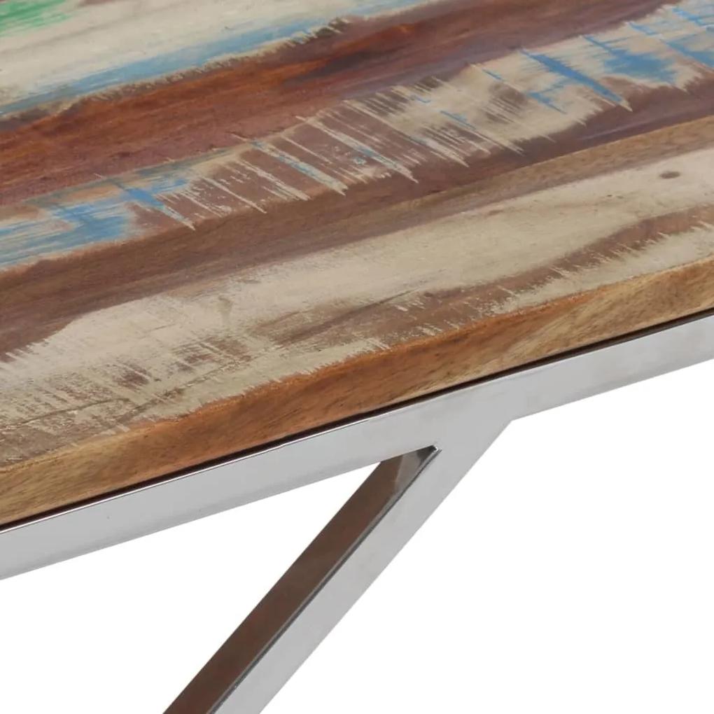 vidaXL Konferenční stolek nerezová ocel a recyklované dřevo [349944] Barva: Stříbrná