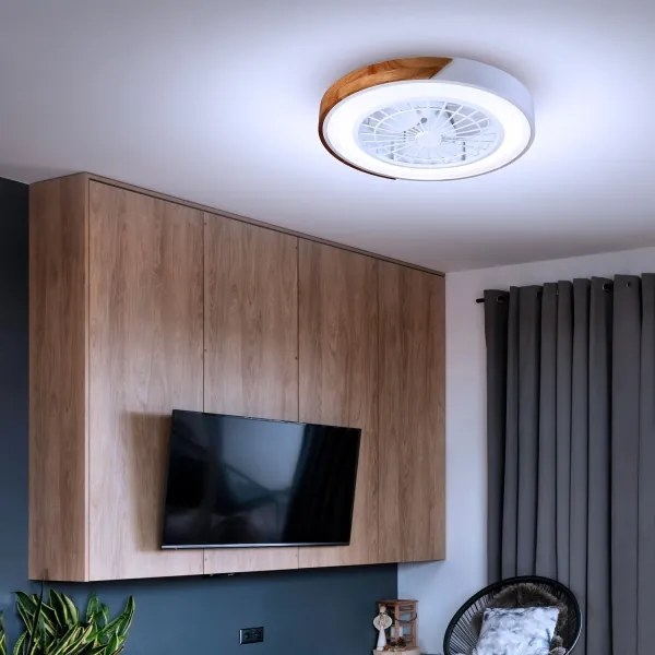 Brilagi-LED Stmív. svítidlo s ventilátorem LED/30W/230V 3000-6500K bílá/dub + DO