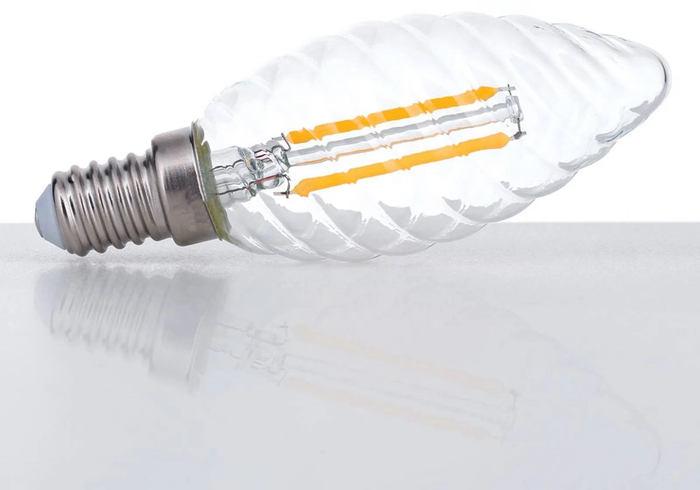 LED svíčková žárovka E14 3W teplá bílá filament