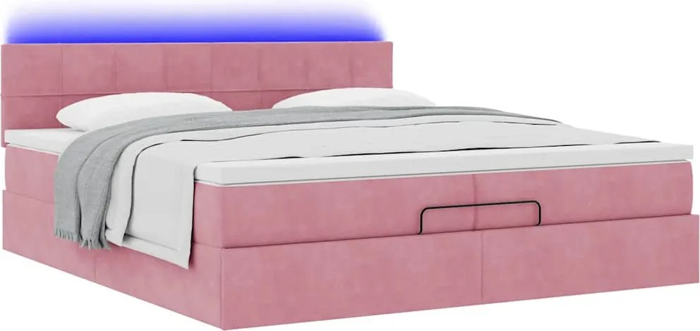 Osmanský rám postele s matrací růžová 200x200cm samet 3312649
