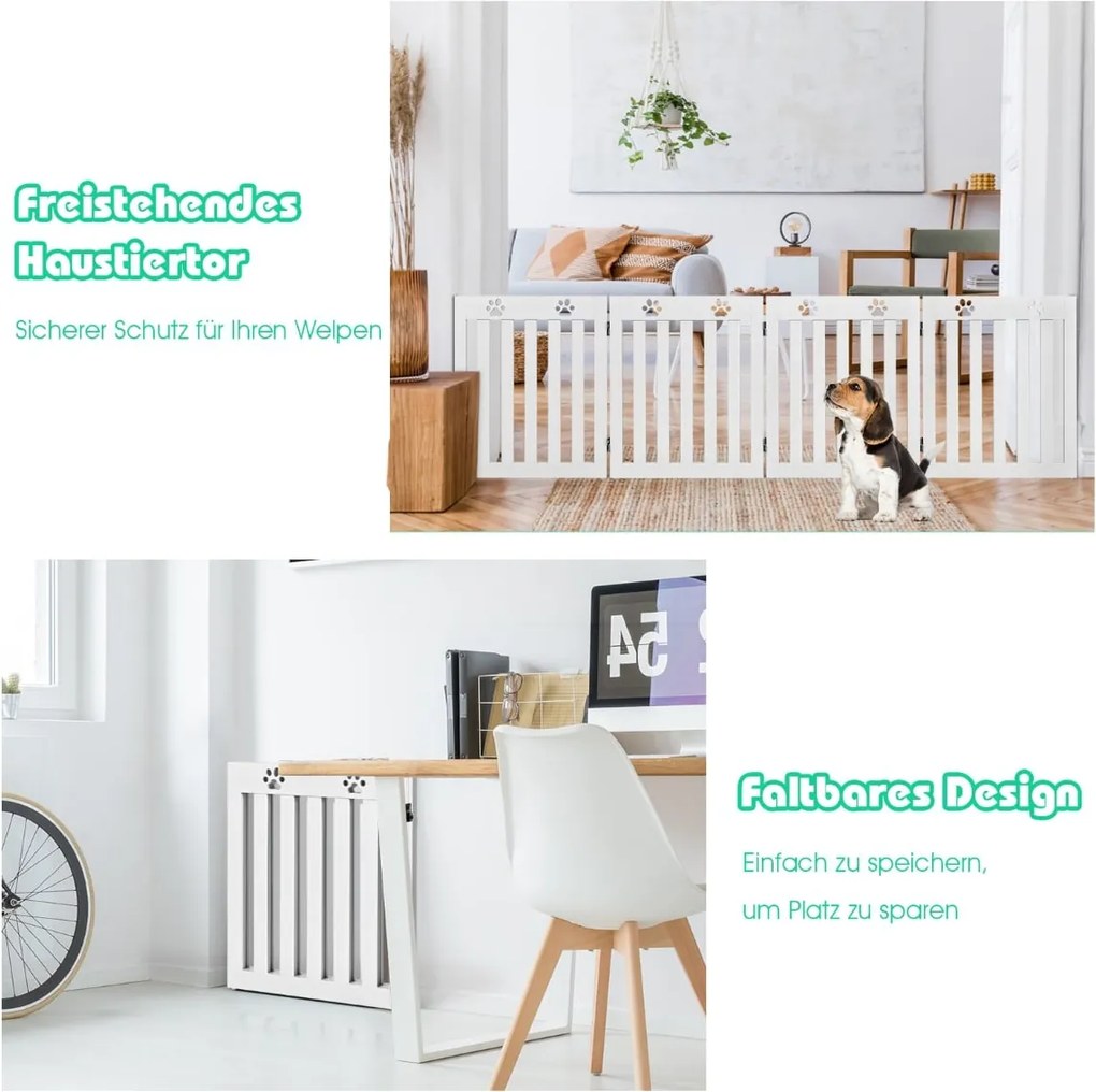 Costway Bariéra pes ochranná branka dřevěná skládací schodišťová brána 60 cm