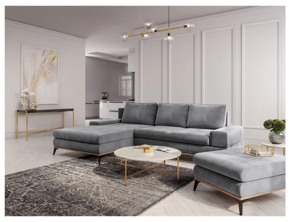 Šedý puf se sametovým potahem Windsor &amp; Co Sofas Astre