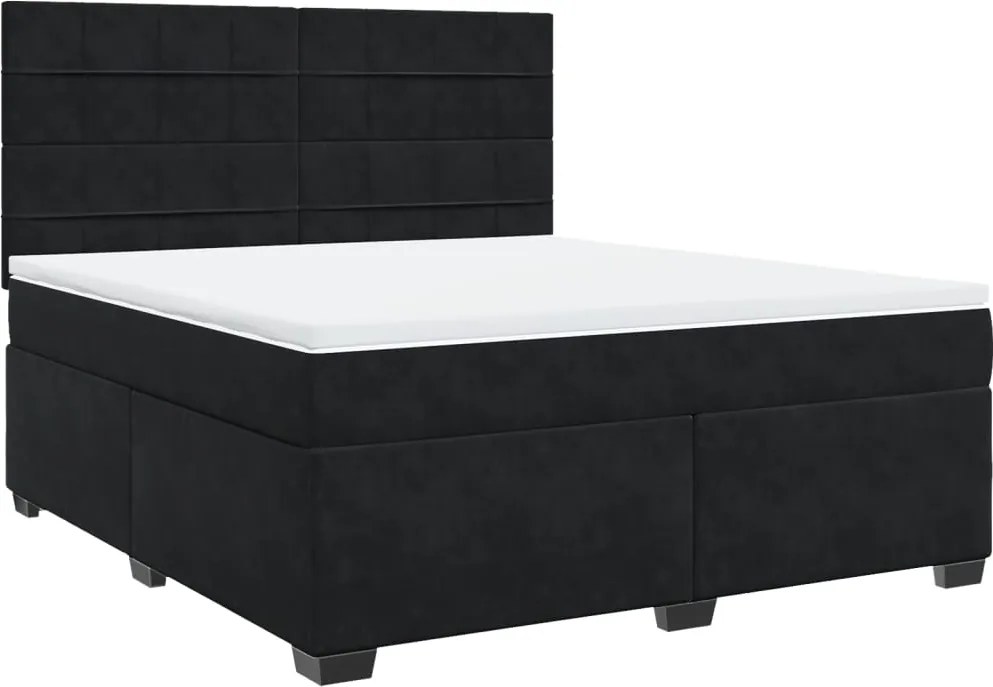 Box spring postel s matrací černá 180x200 cm samet 3293280