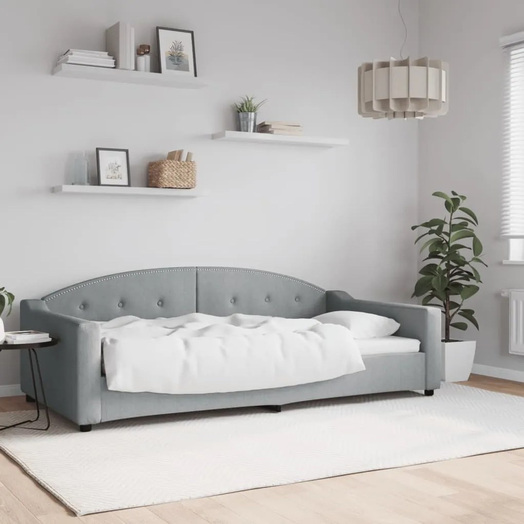 Válenda s přistýlkou a zásuvkami světle šedá 90 x 190 cm textil