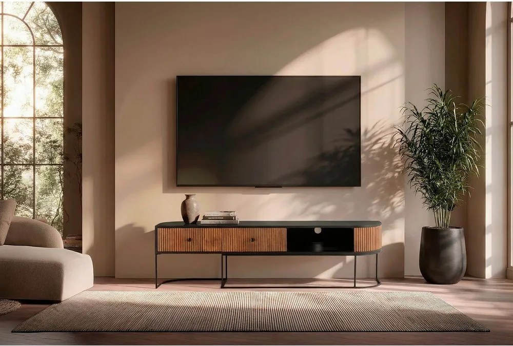 TV stolek z mangového dřeva v přírodní barvě 160x45x40 cm Curve – MOME