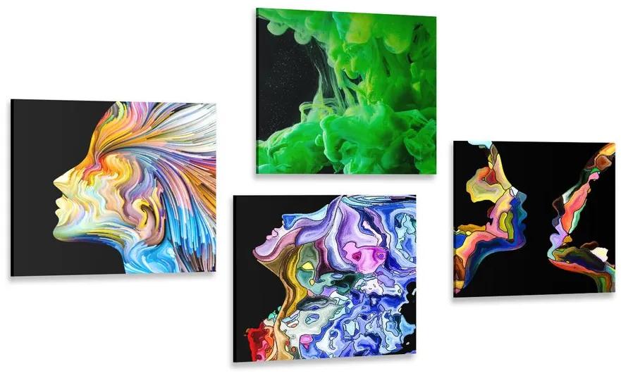Set obrazů pestrobarevná abstrakce Varianta: 4x 60x60