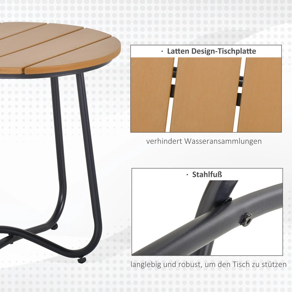 Zaoblený zahradní stůl Outsunny - Elegantní nábytek, stabilní s nastavitelnými nožkami, ideální pro zahradu, terasu a obývací pokoj, ocelový hnědý Ø4…