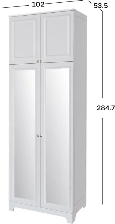 Skříň č. 2 / Zrcadlo V.1 + Vysoká nástěnná skříňka Madrid