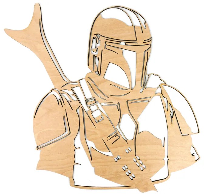 Dřevěná dekorace Star Wars Mandalorian (60 x 57 cm) - Kvalitní samolepky.cz