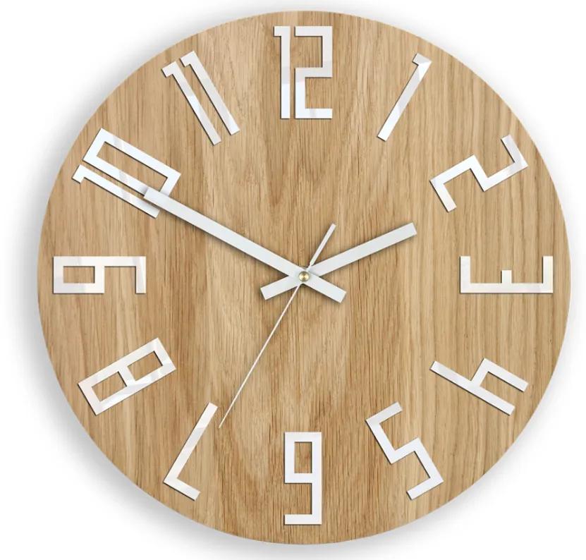 M.Clock Unikátní nástěnné dřevěné dubové hodiny 33,5cm různé barvy Barva: černá