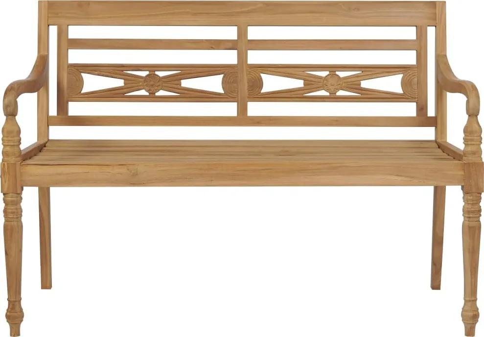 vidaXL Lavice Batavia s poduškou 120 cm masivní teakové dřevo [3062158] Barva: Červená
