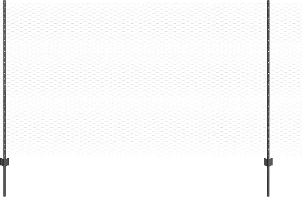 Hexagonální plot s podpěrou 10 x 1,4 m Ocel potažená PVC Šedá 3336831