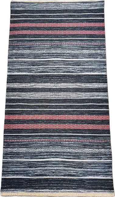 HU Šedo-modrý pruhovaný koberec Banco 1108-GREY Rozměr: 60x110 cm