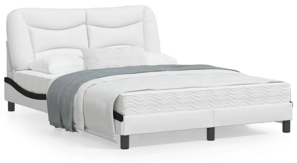 vidaXL Rám postele s LED osvětlením bílý a černý 120x200 cm umělá kůže