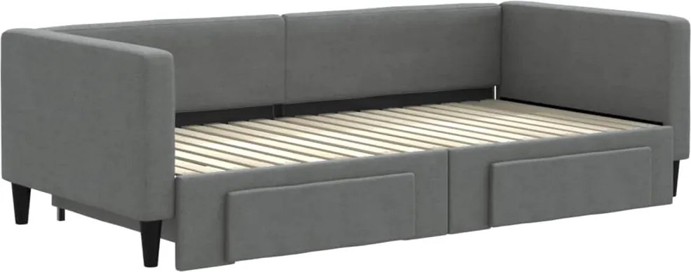 Válenda s přistýlkou a zásuvkami tmavě šedá 90 x 190 cm textil 3196625