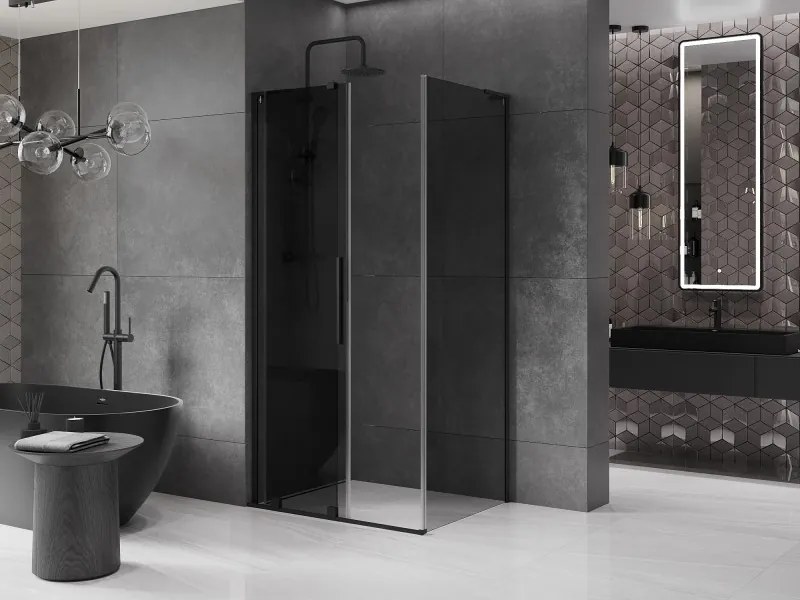Mexen Velar L, sprchový kout s posuvnými dveřmi 110 x 90 cm, 8mm šedé sklo, černá matná, 871-110-090-43-70
