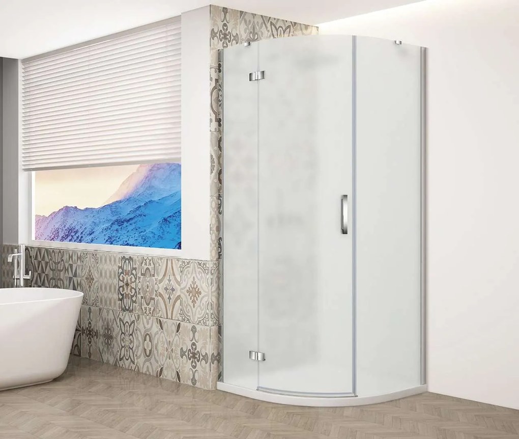 Gelco Trinity - Sprchový kout čtvrtkruhový 90x90 cm, levé, matné sklo/chrom GT6590ML-CH