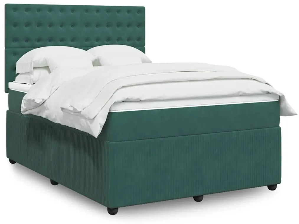 Box spring postel s matrací tmavě zelená 140x190 cm samet 3294649
