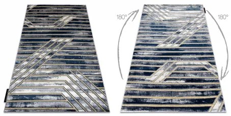 Moderní koberec DE LUXE 460 Pásy Strukturální tmavě modrý / zlato velikost 120x170 cm | krásné koberce cz