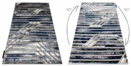 Moderní koberec DE LUXE 460 Pásy Strukturální tmavě modrý / zlato velikost 140x190 cm | krásné koberce cz