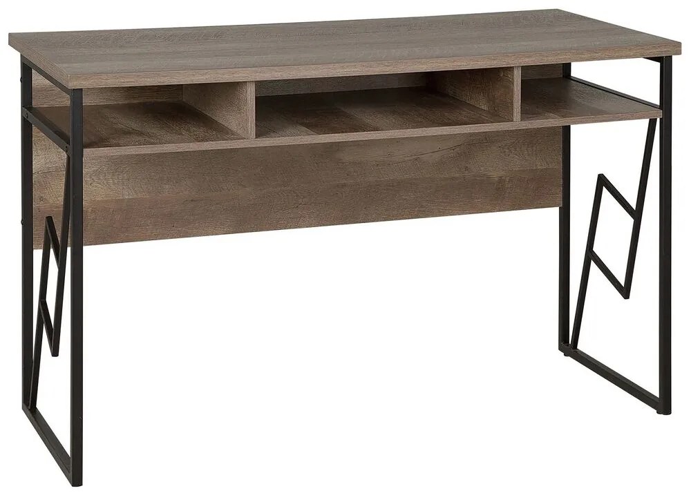 Psací stůl s policí 120 x 60 cm tmavé dřevo/černý FORRES Beliani