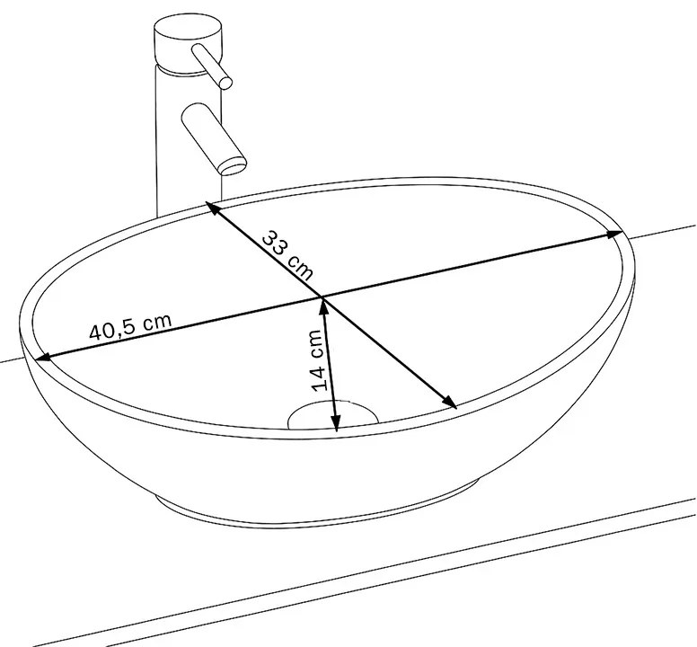 BPS-koupelny Keramické umyvadlo na desku HYD-LO-GL-BR-405 40,5x30 cm, bílé/zlaté