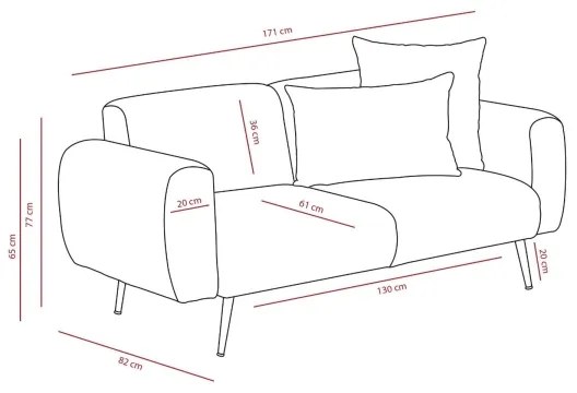 Dvoumístná pohovka PISA světle šedá