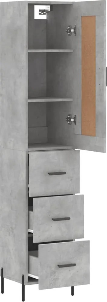 Skříň highboard betonově šedá 34,5x34x180 cm kompozitní dřevo 3200205