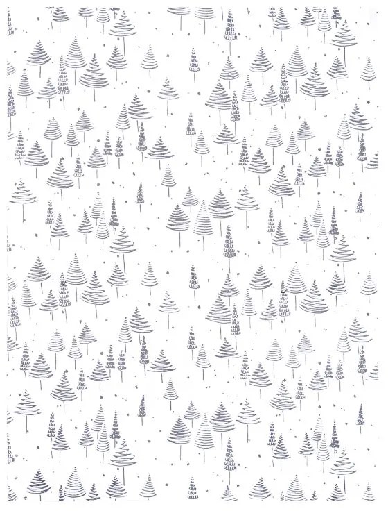 SCANquilt utěrka DEKORO stromečky bílošedá 50 x 70 cm