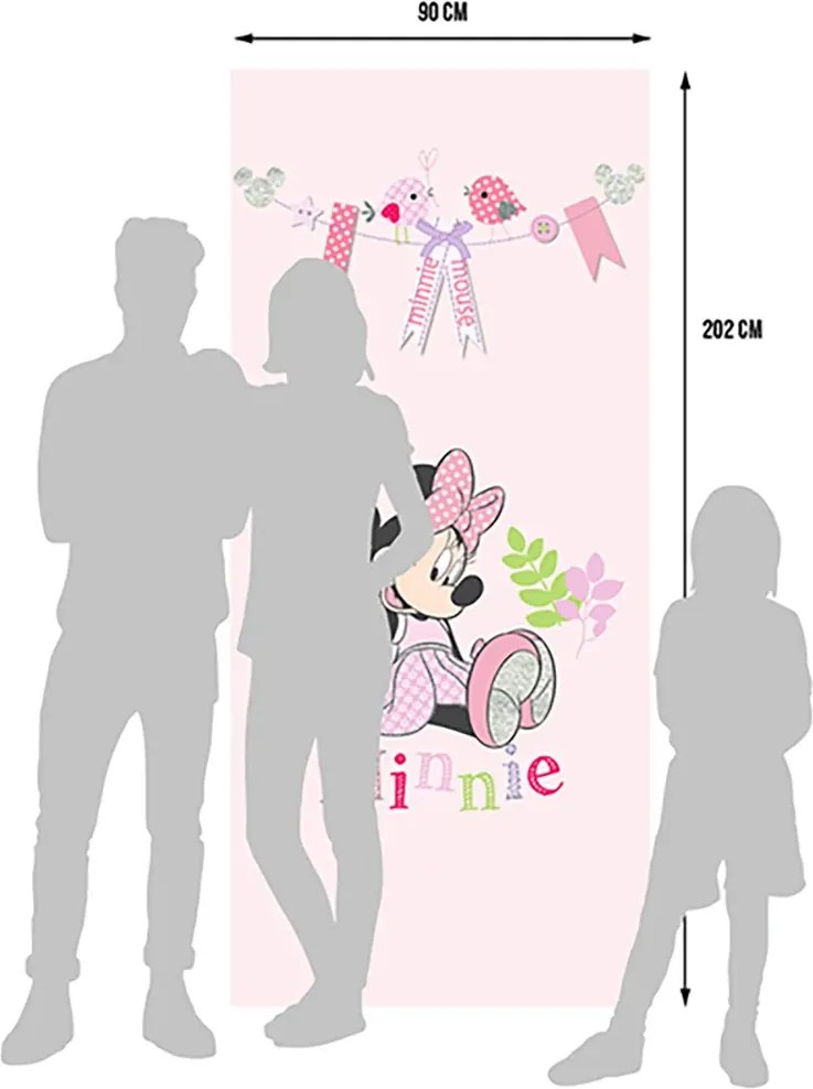 Dětská vliesová fototapeta na zed' Minnie Světle Růžová, Disney | 90 x 202 cm | DFTDNV 5489