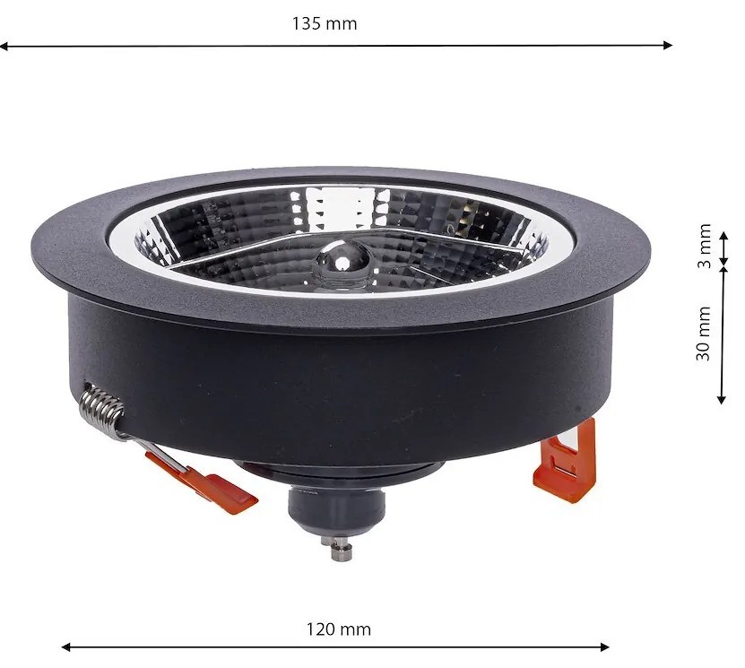 Podhledové svítidlo Redondo, 1x černé kovové stínítko, b