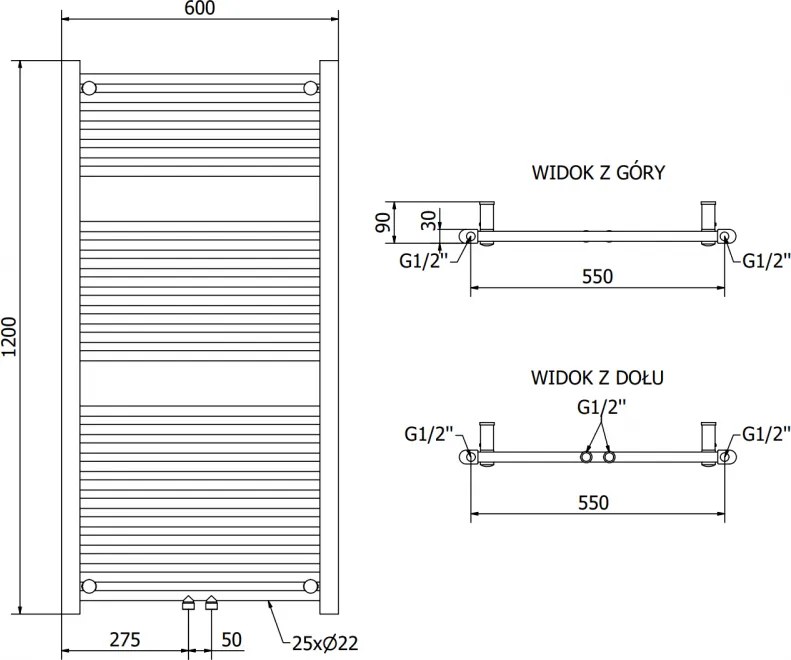 Mexen Mars, elektrické topné těleso 1200 x 600 mm, 600 W, černá, W110-1200-600-2600-70