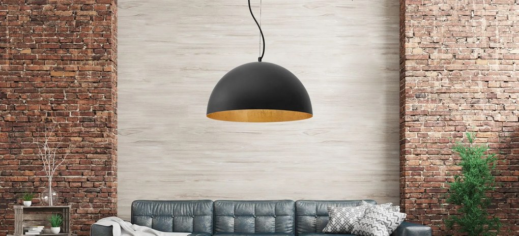 Toolight Závěsná stropní lampa s kovovou mísou černá 50cm