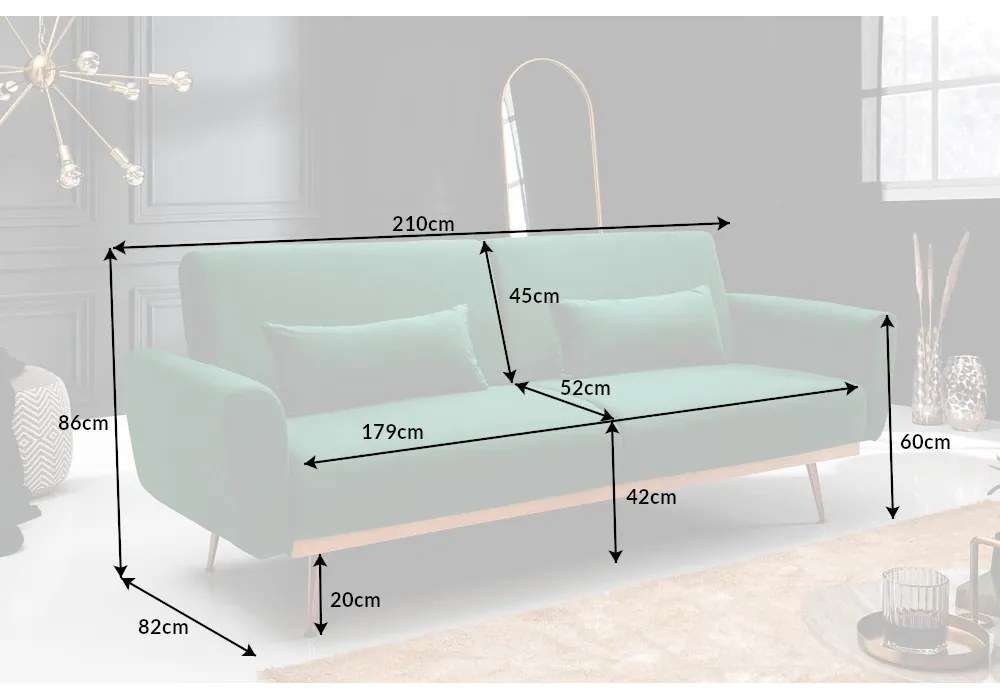 Massive home | Retro rozkládací pohovka Bellezza  210 cm antik zelená 39914