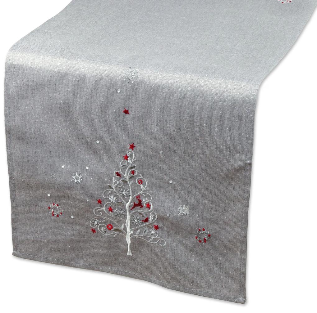 DEKORACEASTYL Vánoční běhoun na stůl Embroidery šedý 9701132-GR | BIANO