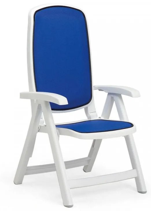 Nardi Polohovací židle DELTA bílý rám - modrá textilie