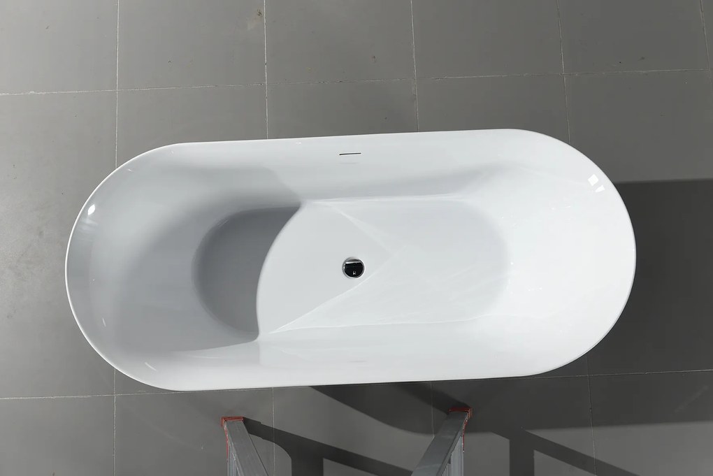 Erga Molly, volně stojící vana 150x75 cm + odtoková zátka, bílá lesklá, ERG-Molly-150075-WH-WH