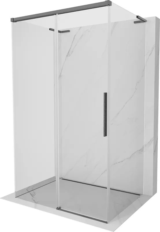Mexen Rox-3SL, 3-stěnný posuvný sprchový kout 155 x 100 cm, 8mm čiré sklo, broušený grafit profil, 8C2L-155-100-66-00-3S