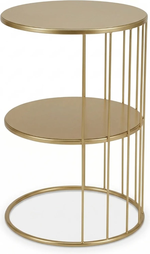 Kulatý konferenční stolek RODA z kovu s policí, 52 cm