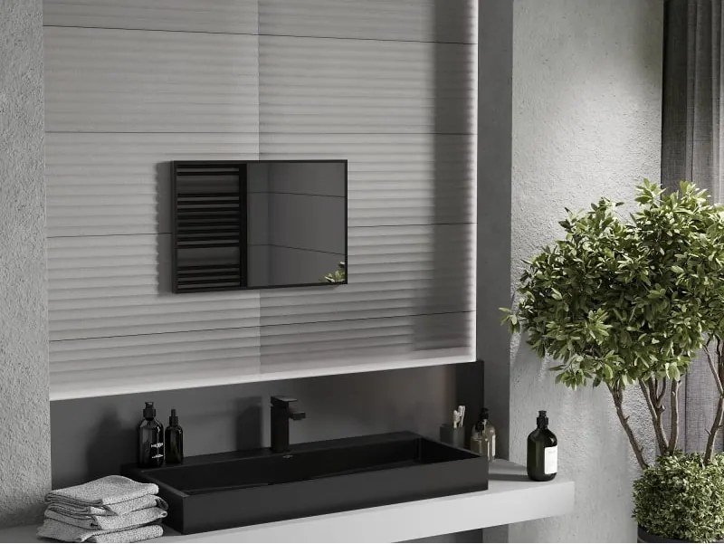 Mexen Loft Obdélníkové koupelnové zrcadlo 60 x 40 cm, černý rám - 9852-060-040-000-70