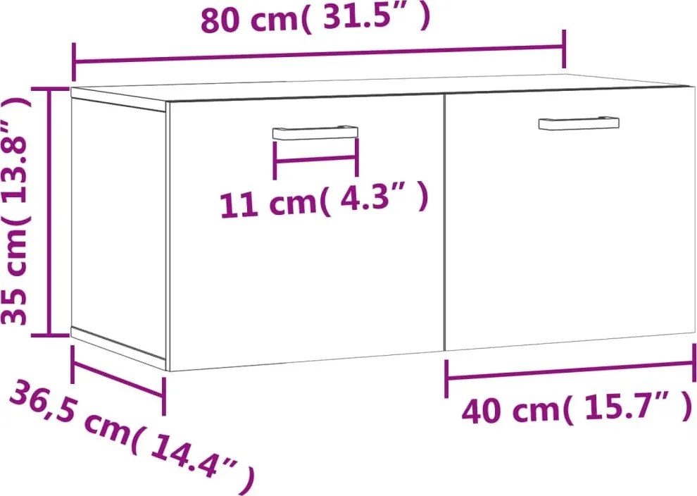 vidaXL Nástěnná skříňka 80 x 36,5 x 35 cm kompozitní dřevo [830082] Barva: bílá s vysokým leskem