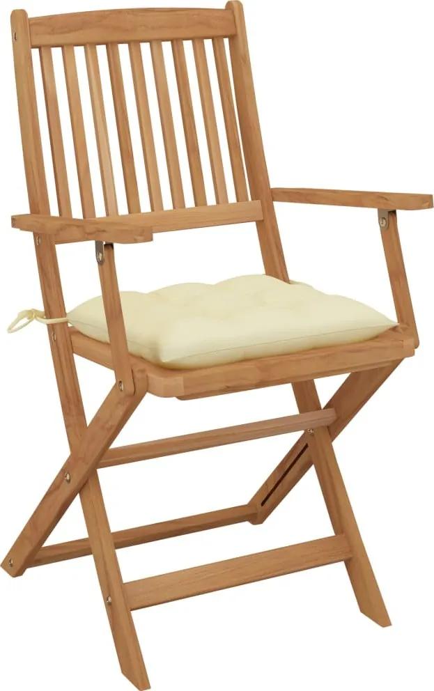 vidaXL Skládací zahradní židle s poduškami 4 ks masivní akáciové dřevo [3064634] Barva: Zelená