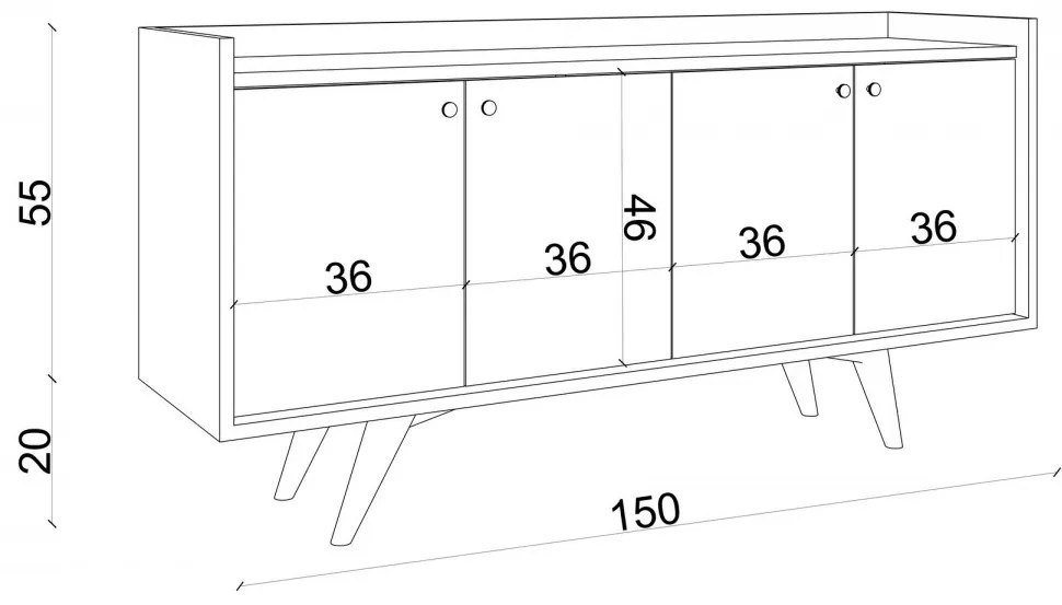 Komoda Lizbon 150 cm hnědá